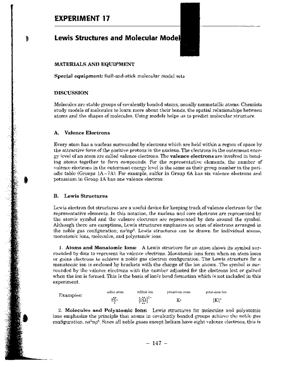 Experiment 17: Lewis Structures & Molecular Models in Chemistry - Studocu