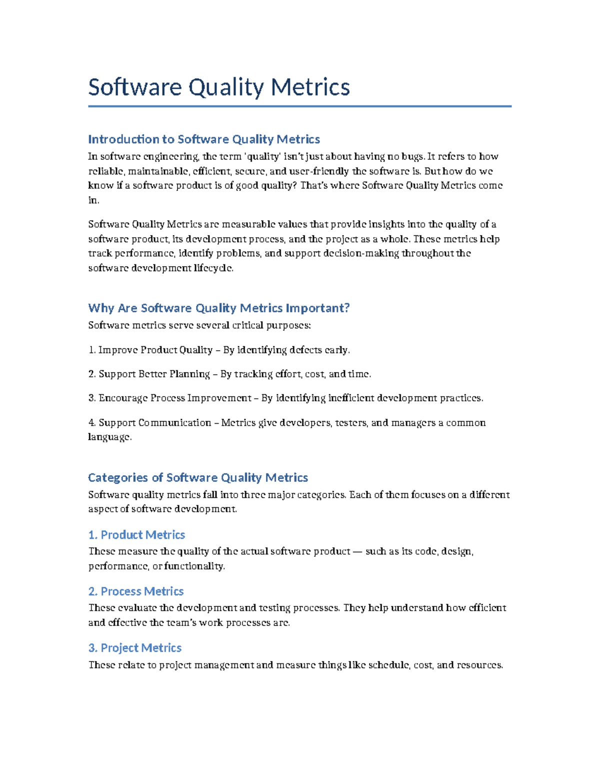 Software Quality Metrics: Key Insights and Importance in Development - Studocu