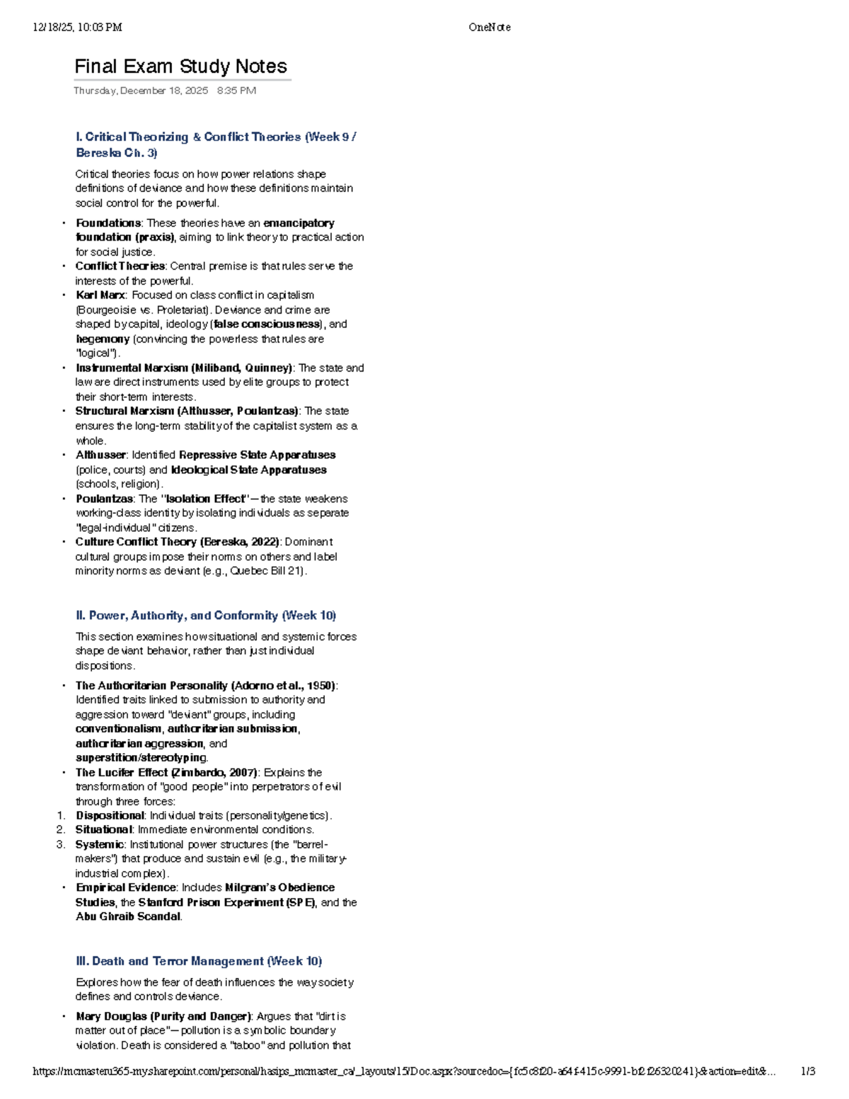 SOC 101 Final Exam Study Notes: Conflict Theories & Deviance - Studocu