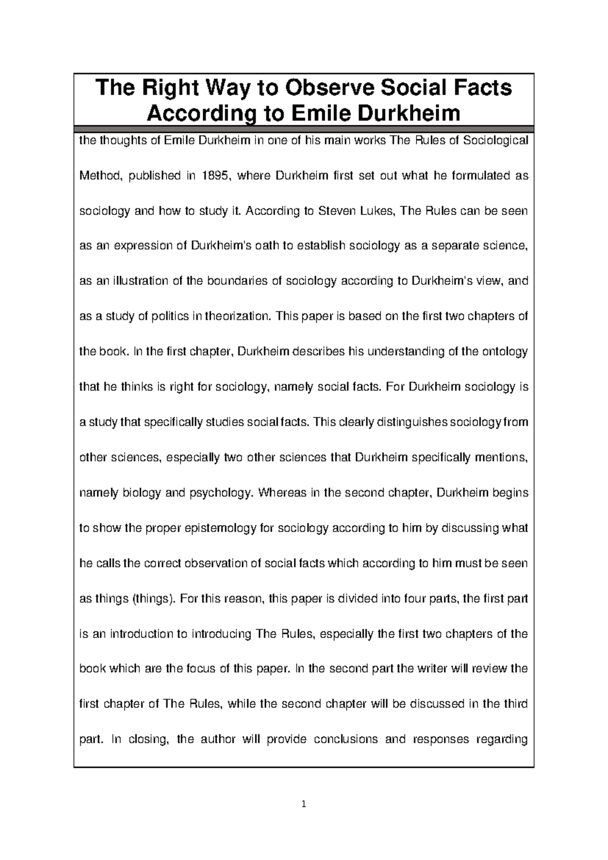 Sociological Method 101: Observing Social Facts per Durkheim's Theory ...