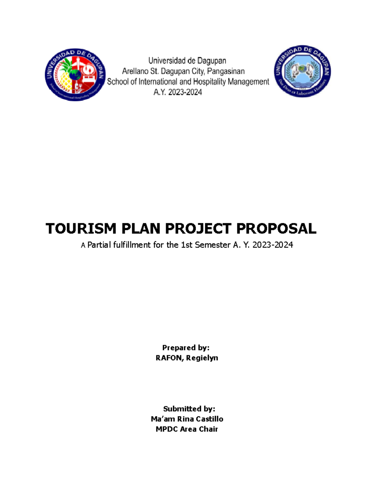 Tourism Plan Project Proposal: Road Installation to Mt. Zion Pilgrim ...