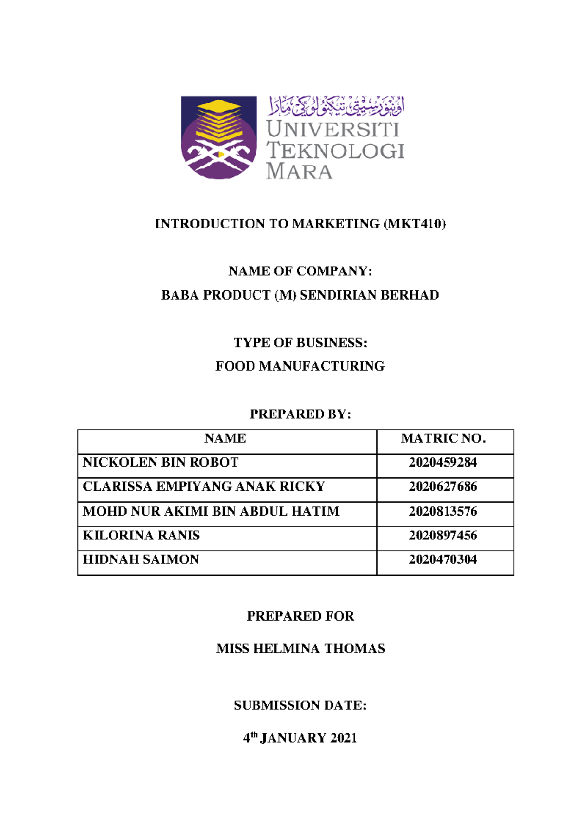 MKT410 Group Project: Analyzing BABA'S Marketing Mix Strategy - Studocu