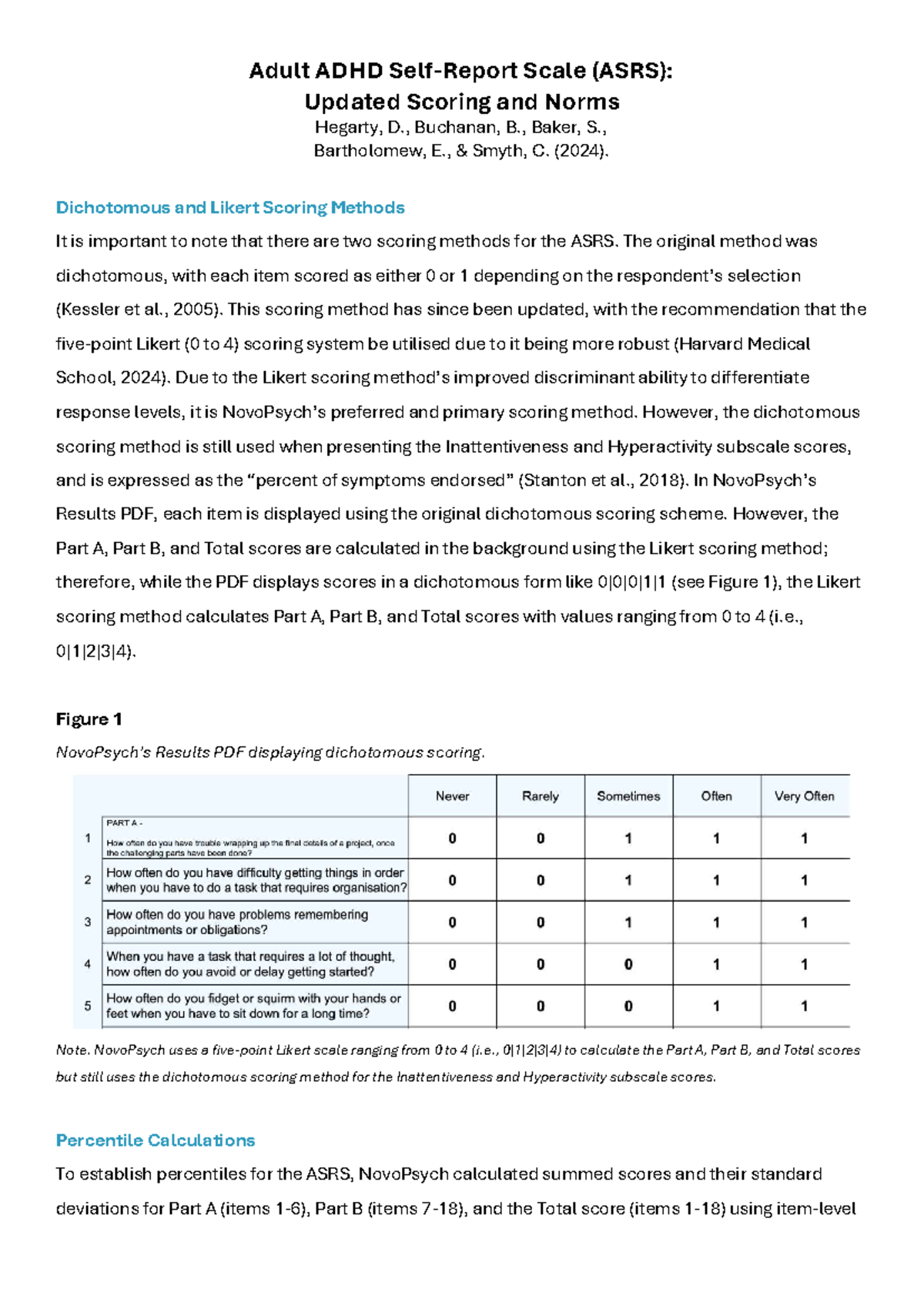 Adult ADHD Self Report Scale (ASRS): Updated Scoring & Norms - Studocu