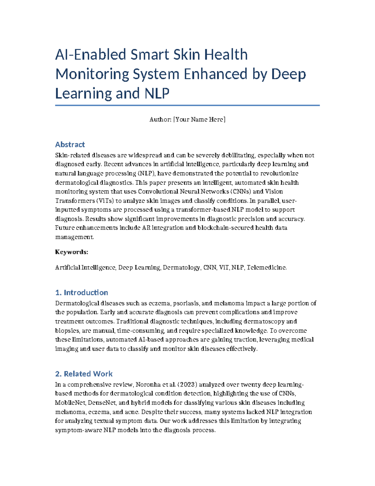 AI Skin Health Research Paper Final: Deep Learning & NLP Integration ...