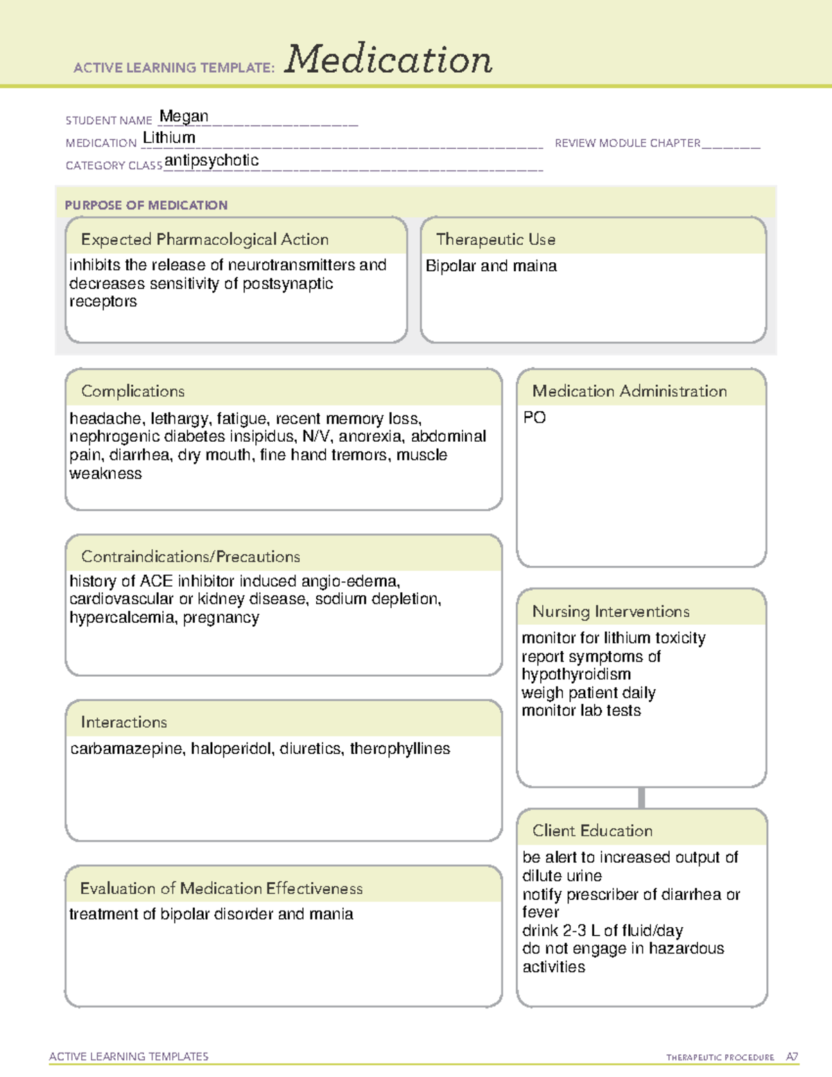 Active Learning Template medication lithium - ACTIVE LEARNING TEMPLATES ...