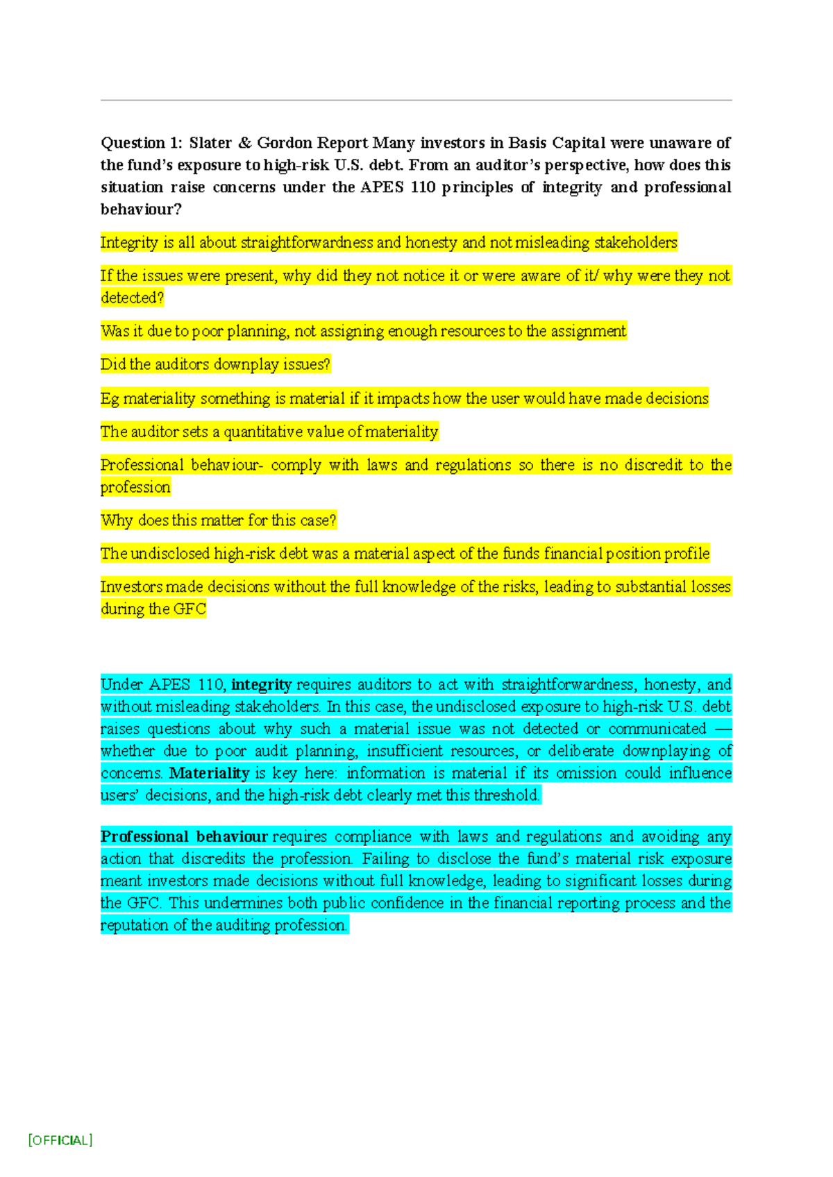 KPMG & Basis Capital: APES 110 Compliance & Audit Integrity Analysis ...