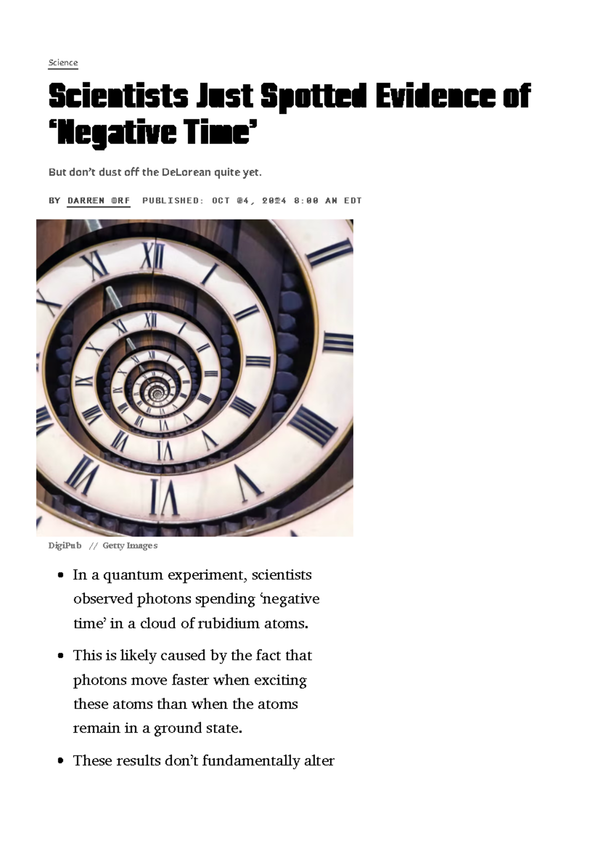 Scientists Just Spotted Evidence of ‘Negative Time’ - Science ...