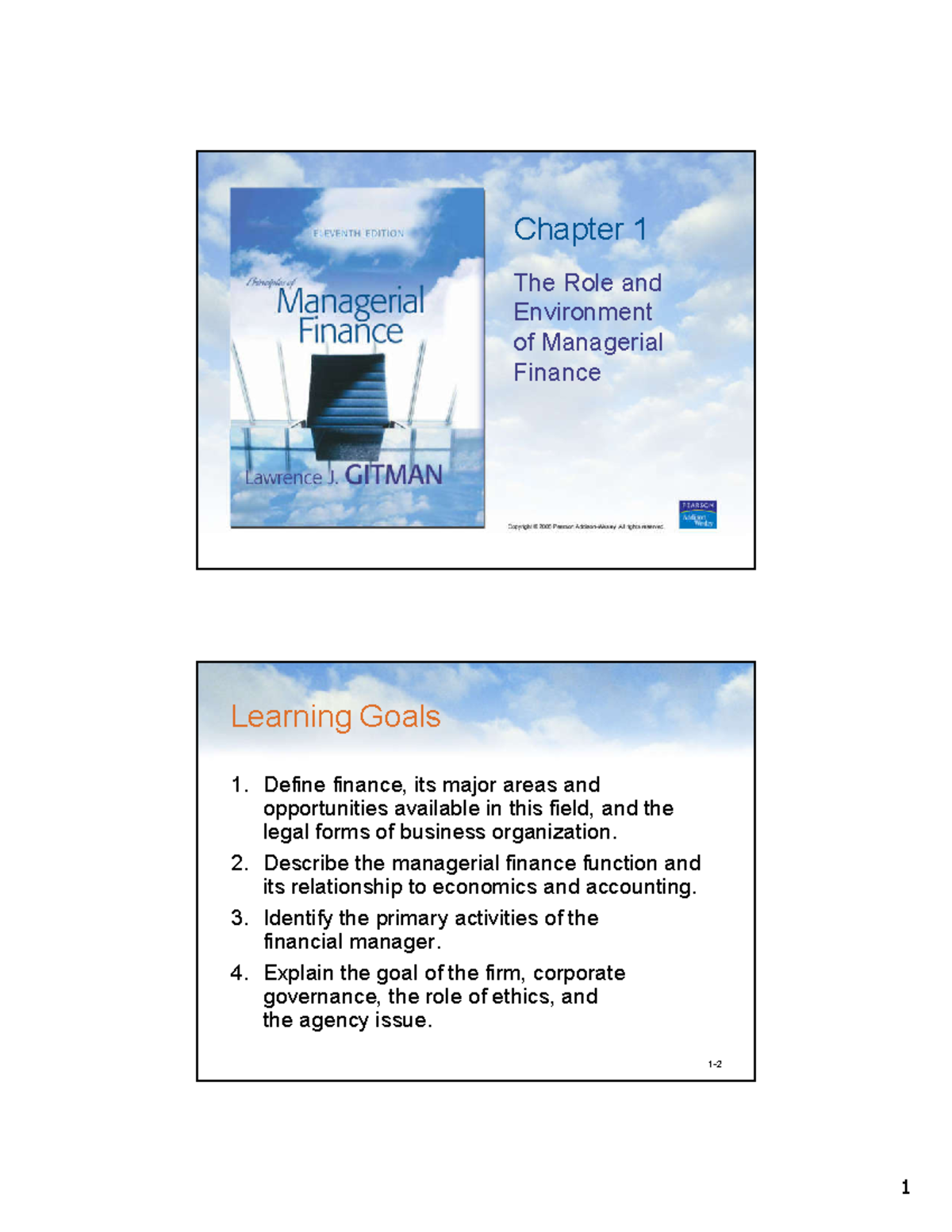 Ch01 - The Role and Environment of Managerial Finance [Compatibility Mode] - Chapter 1 The Role ...