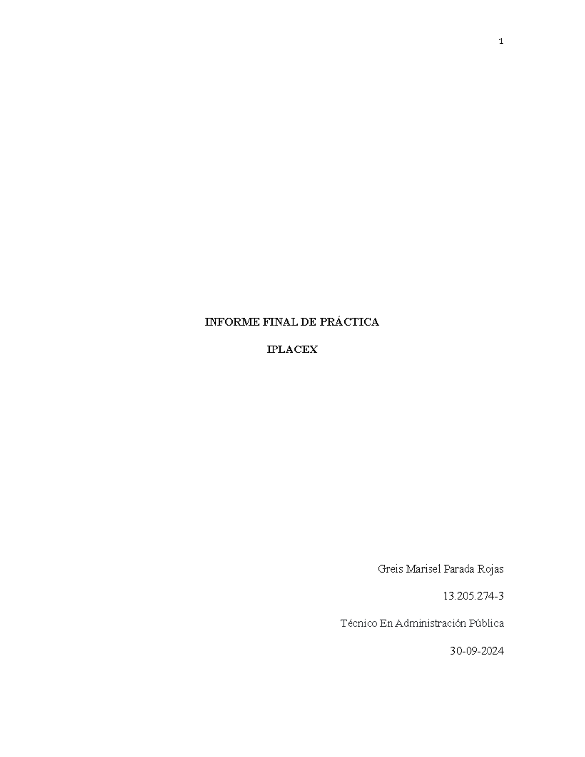 Informe Final de Práctica Profesional - IPLACEX 2023 - Studocu