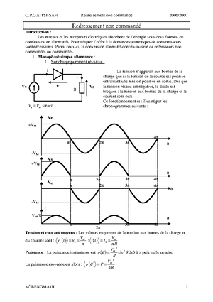 Chapitre-1 redressement-monophase-pont-mixte 3-ELNA-2020-partie 3 - Pour Th 1 t = + 2. . k Pour ...