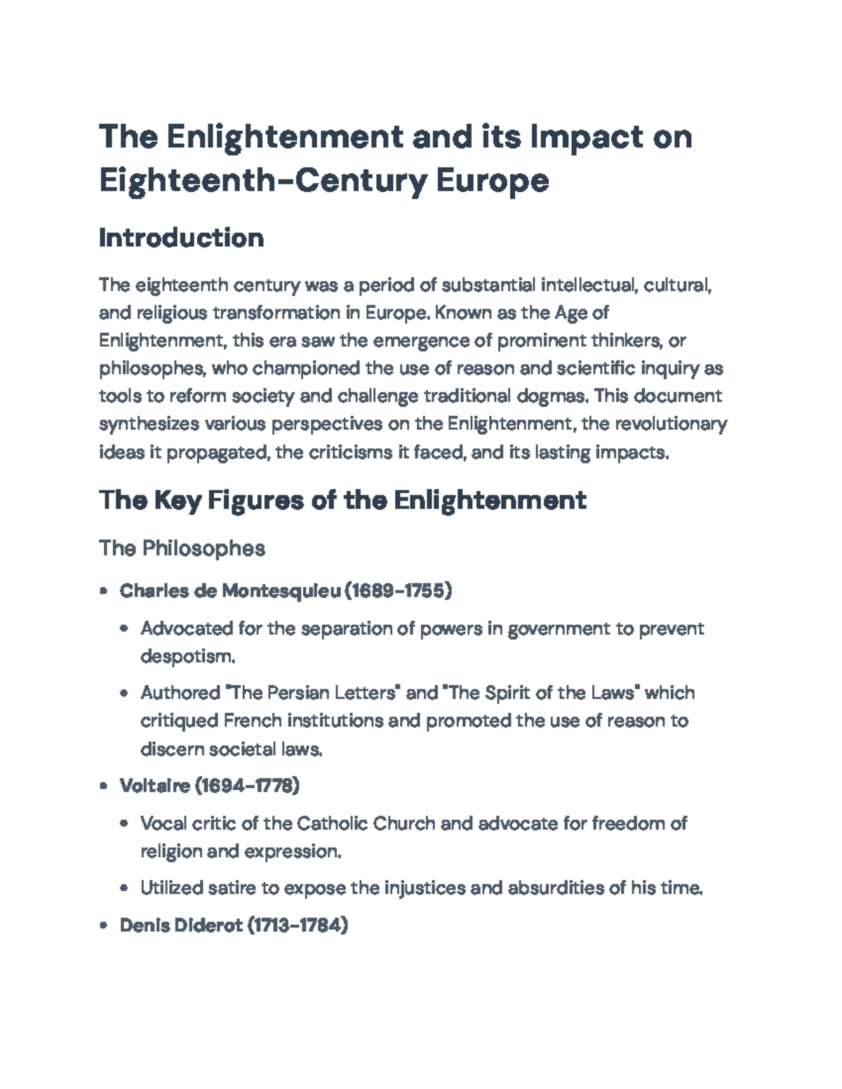 Enlightenment Ideas and Their Impact on 18th Century European Society ...