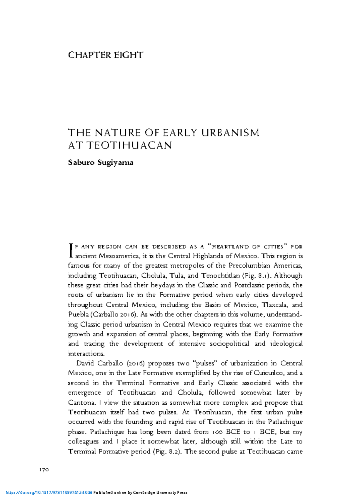 The Nature of Early Urbanism at Teotihuacan: Chapter 8 Insights - Studocu