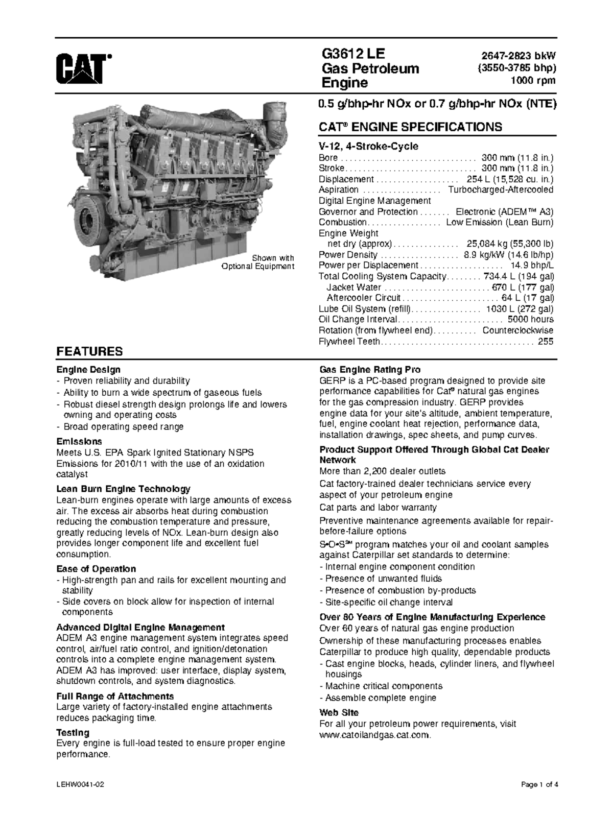 Data Sheet CAT3612 - Shown with Optional Equipment CAT® ENGINE ...