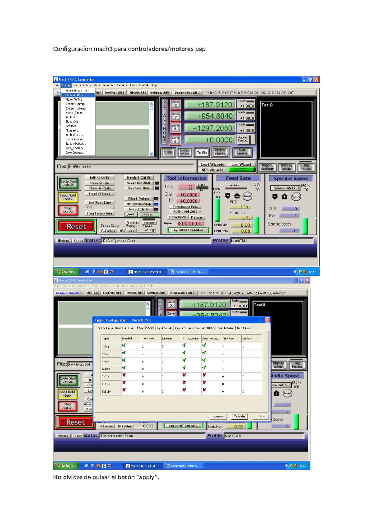 Configuración Mach3 para Motores Pap y Macros - Manual Rev2 - Studocu