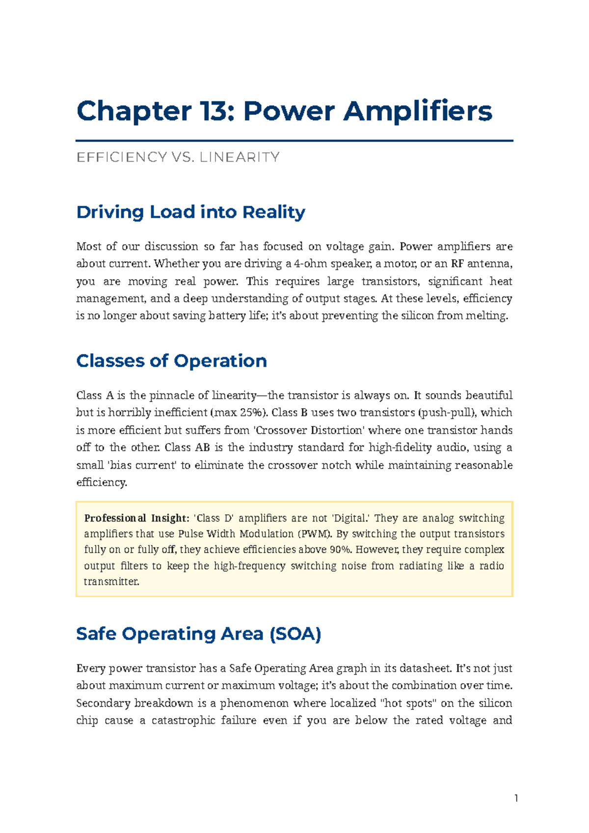 Chapter 13: Power Amplifiers - Efficiency vs. Linearity Analysis - Studocu
