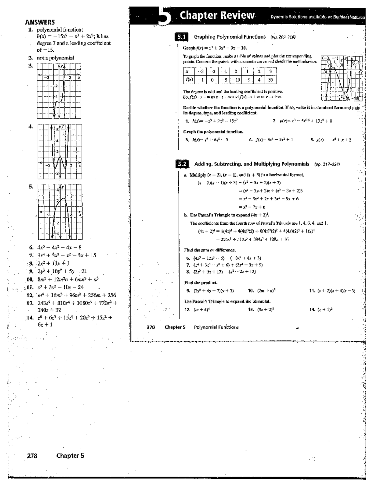 Alg 2 Test Review: Chapter 5 Polynomial Functions and Solutions - Studocu