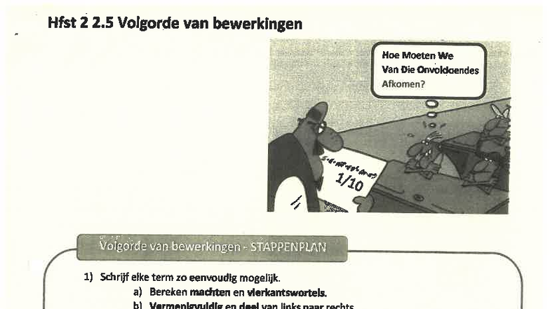 Hfst 2 2.5 Verbetersleutel: Volgorde van Bewerking en Oplossingen - Studocu