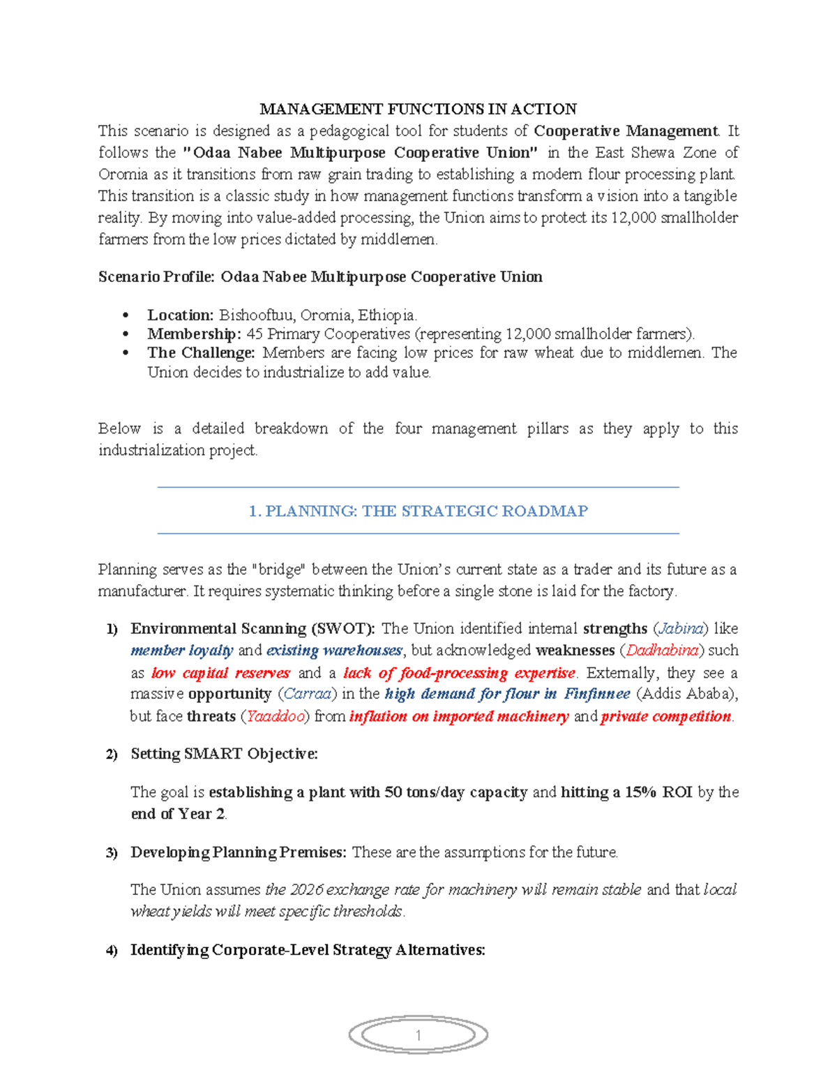 Cooperative Management in Action: Case Study of Odaa Nabee Union - Studocu
