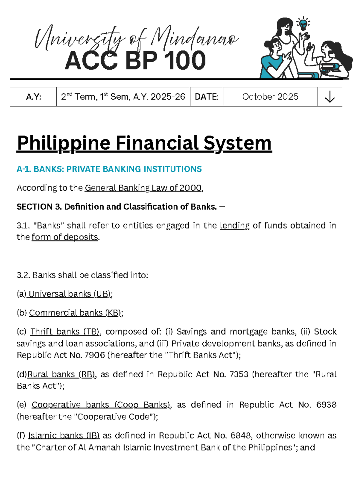ACC BP 100: Overview of Philippine Financial System and Banking ...