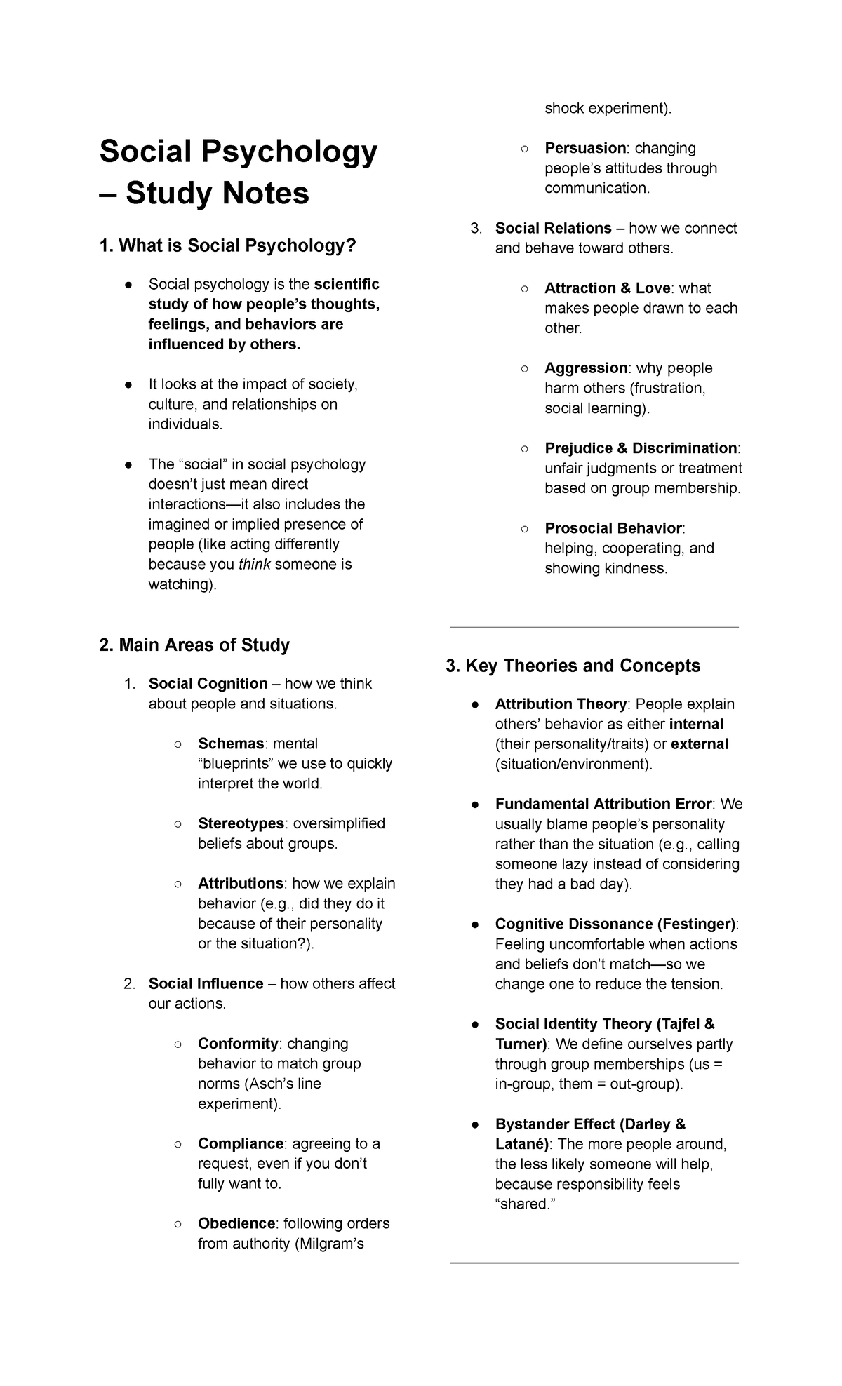 Social Psychology (PSY 101) - Comprehensive Study Notes - Studocu