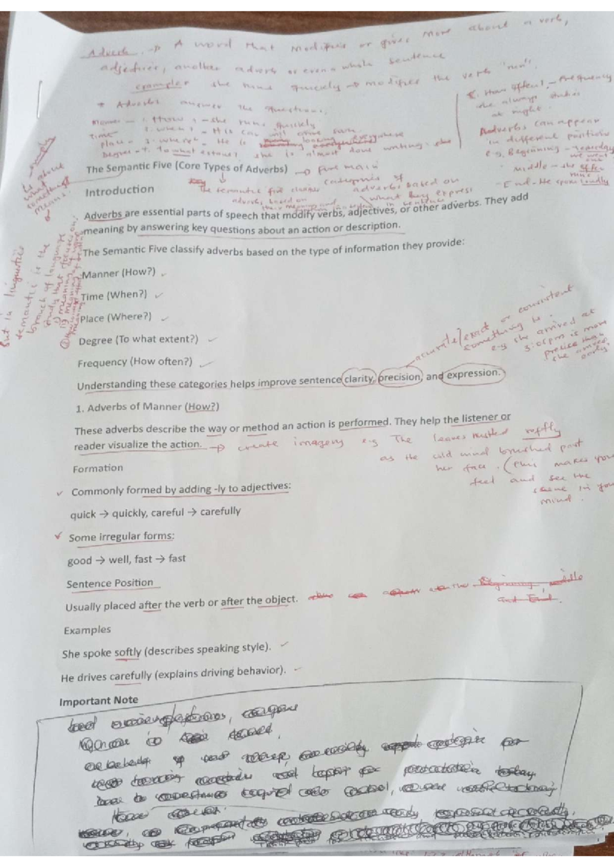 The Semantic Five: Types of Adverbs Explained (ENG 101 Lecture Notes ...