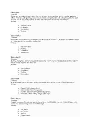 [Solved] A Mental State Examination MSE is an assessment tool to ...