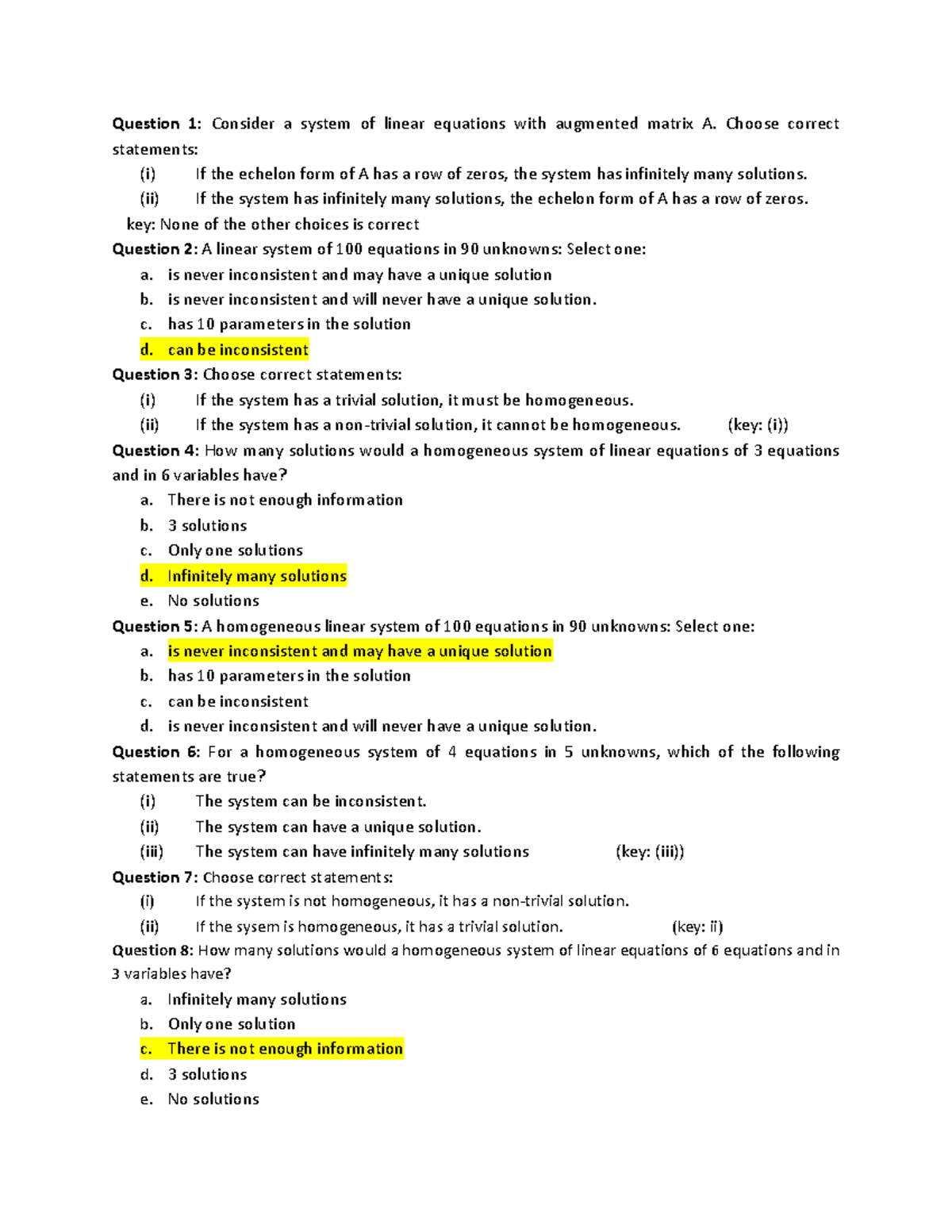 1 số bài tập nhặt ra - learn math. - Question 1: Consider a system of linear equations with ...
