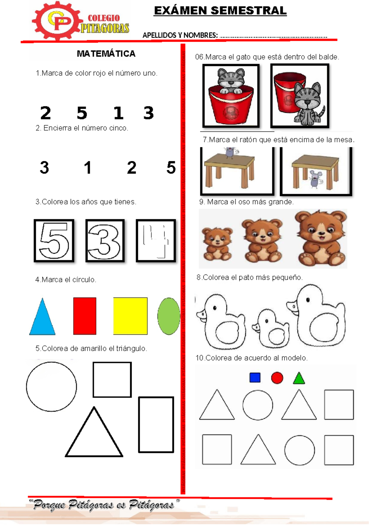 1 examen - Hola - Razonamiento Verbal - EXÁMEN SEMESTRAL APELLIDOS Y ...