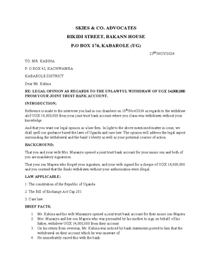 Legal methods - Hierarchy of courts in uganda - . 1. Ms. Amina, a law ...