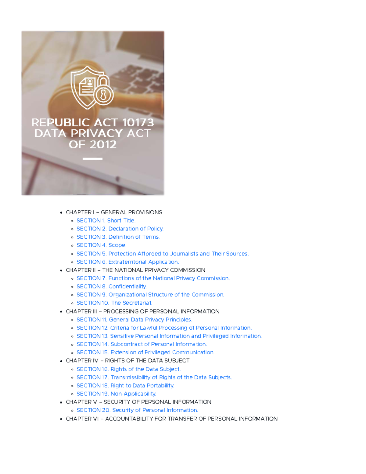 Republic Act 10173: Data Privacy Act of 2012 - Key Provisions Overview ...