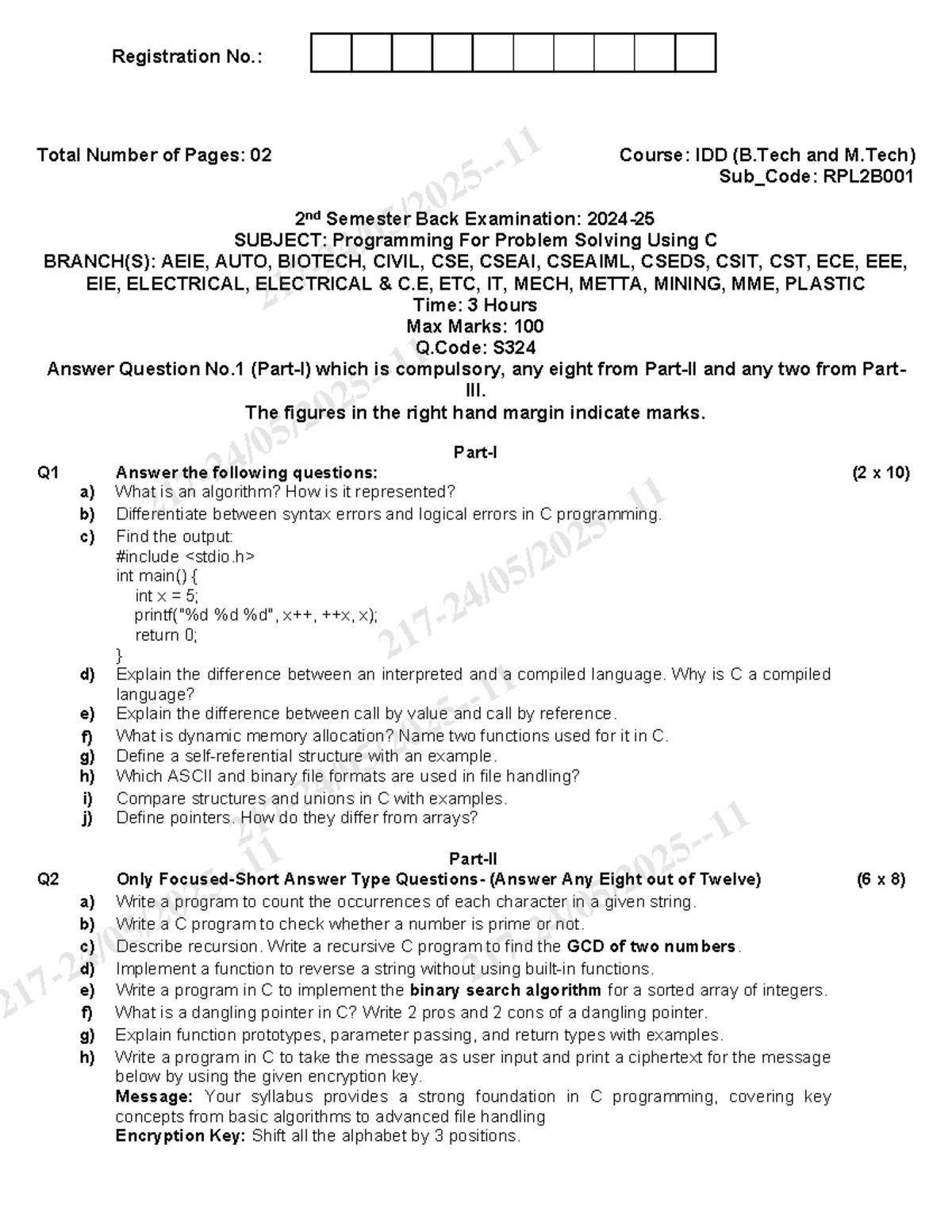 IDD RPL2B001 2022 Final Exam: Programming for Problem Solving in C - Studocu
