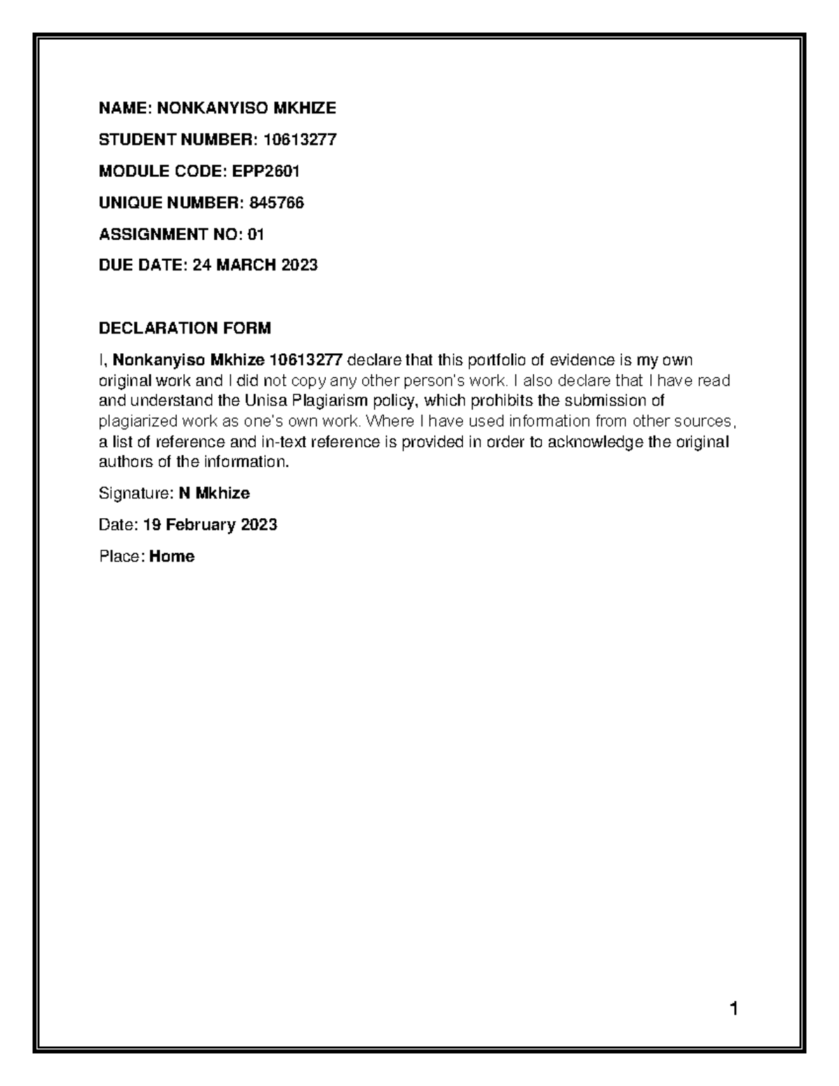 EPP2601 Assignment 01: Informational & Analytical Reports Overview ...