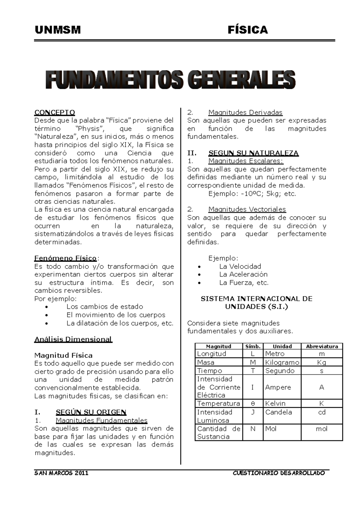 Bases de Física: Fundamentos y Conceptos Esenciales - FIS101 - Studocu