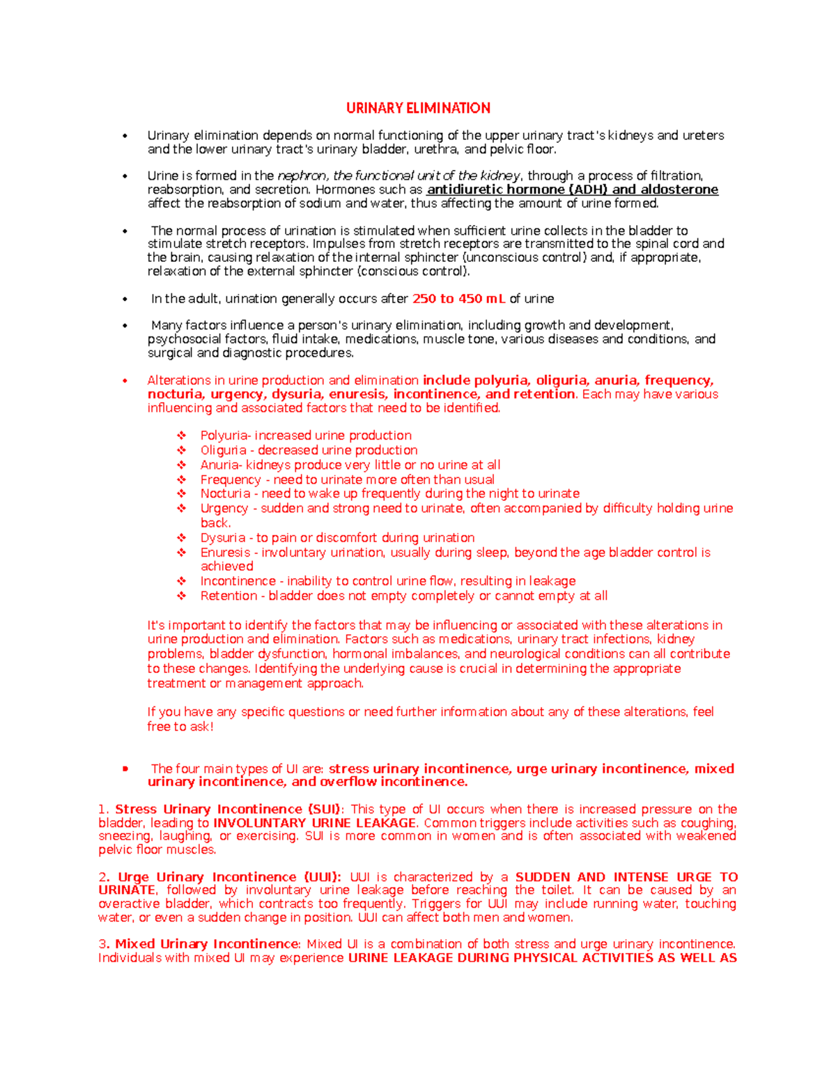 Fundamentals of Nursing: Urinary and Bowel Elimination Insights - Studocu