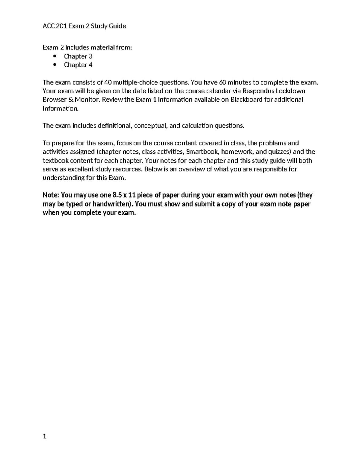 ACC 201 Exam 2 Study Guide: Key Concepts from Chapters 3 & 4 - Studocu