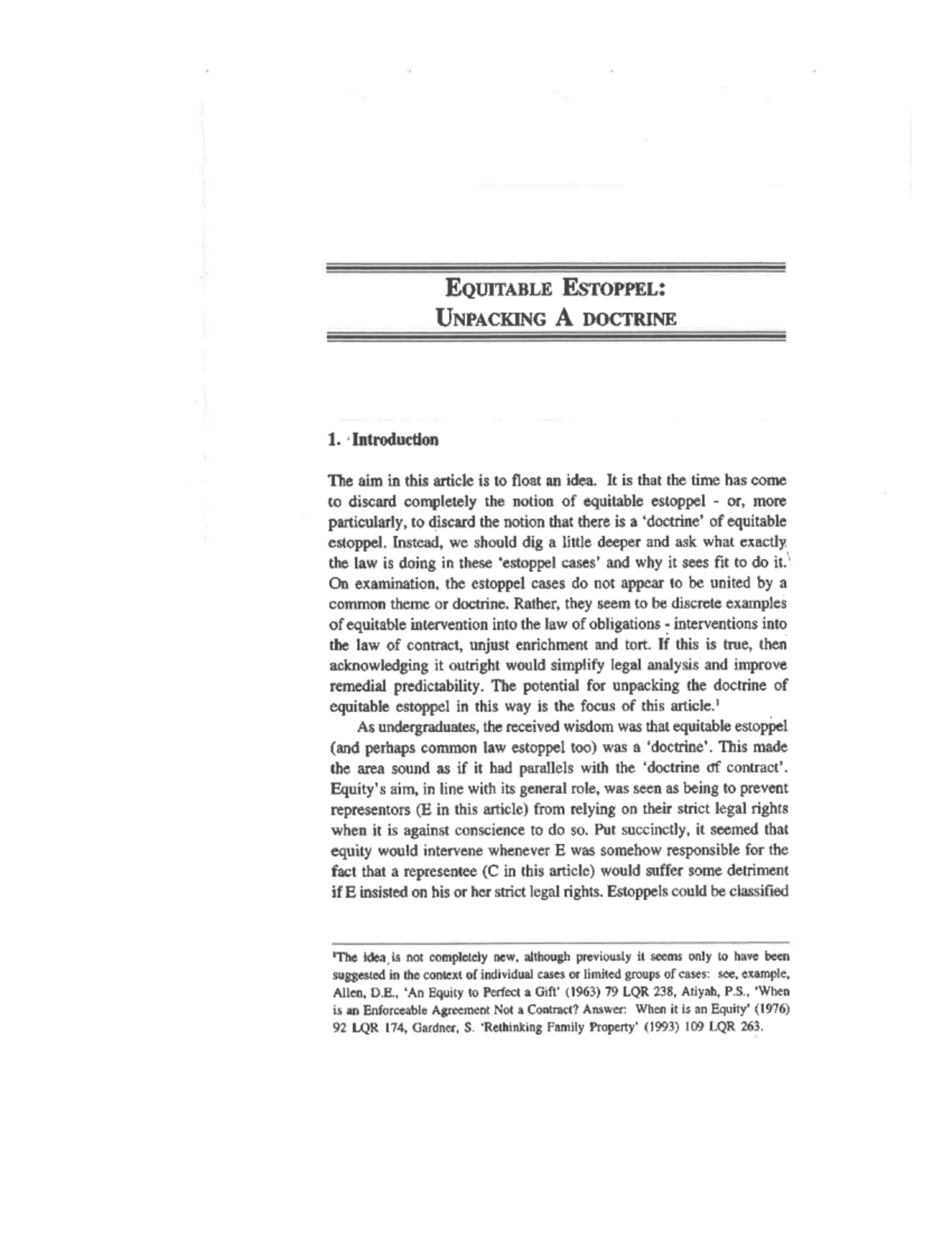 EQUITABLE ESTOPPEL: A CRITICAL ANALYSIS OF ITS DOCTRINE AND APPLICATION ...