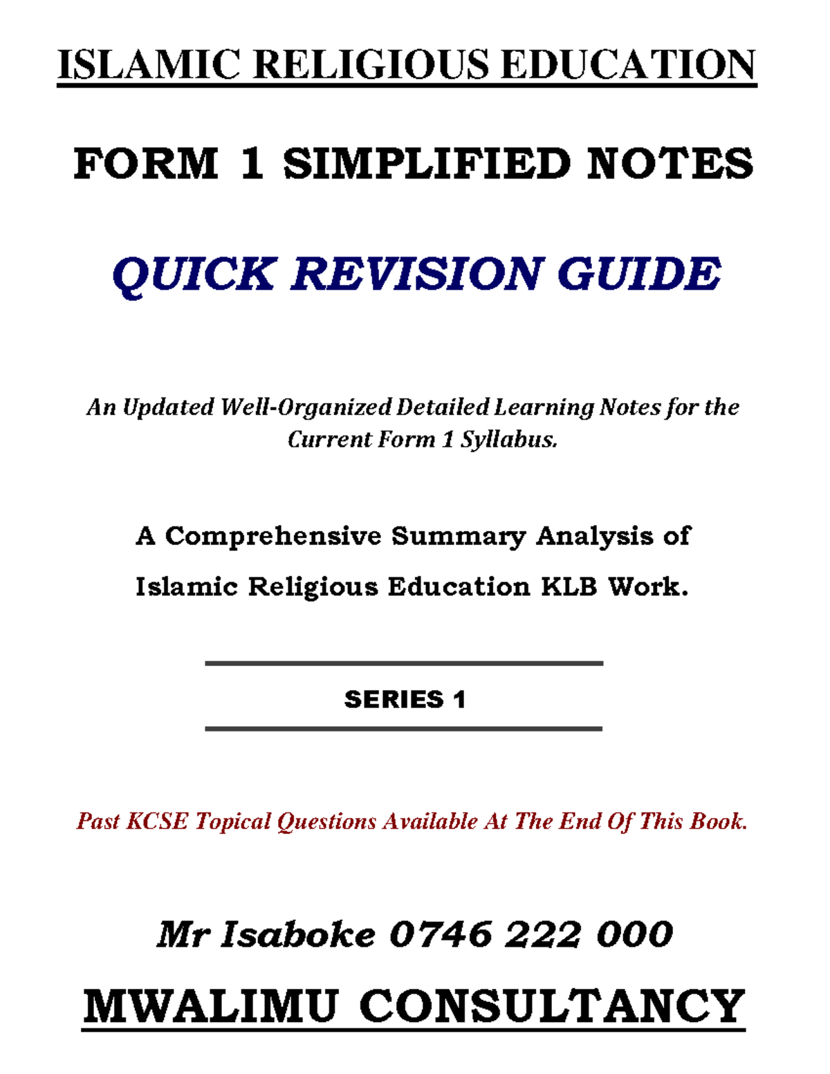 Islamic Education Form 1 Simplified Revision Notes - Studocu