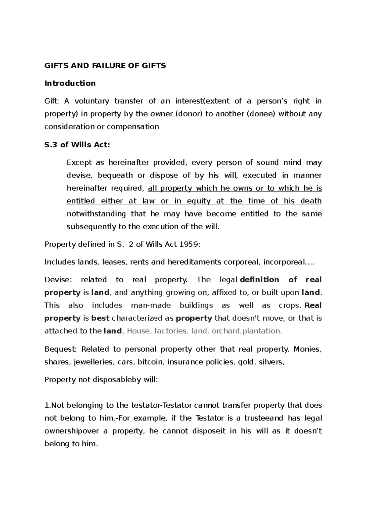 Gifts AND Failure OF Gifts - GIFTS AND FAILURE OF GIFTS Introduction ...