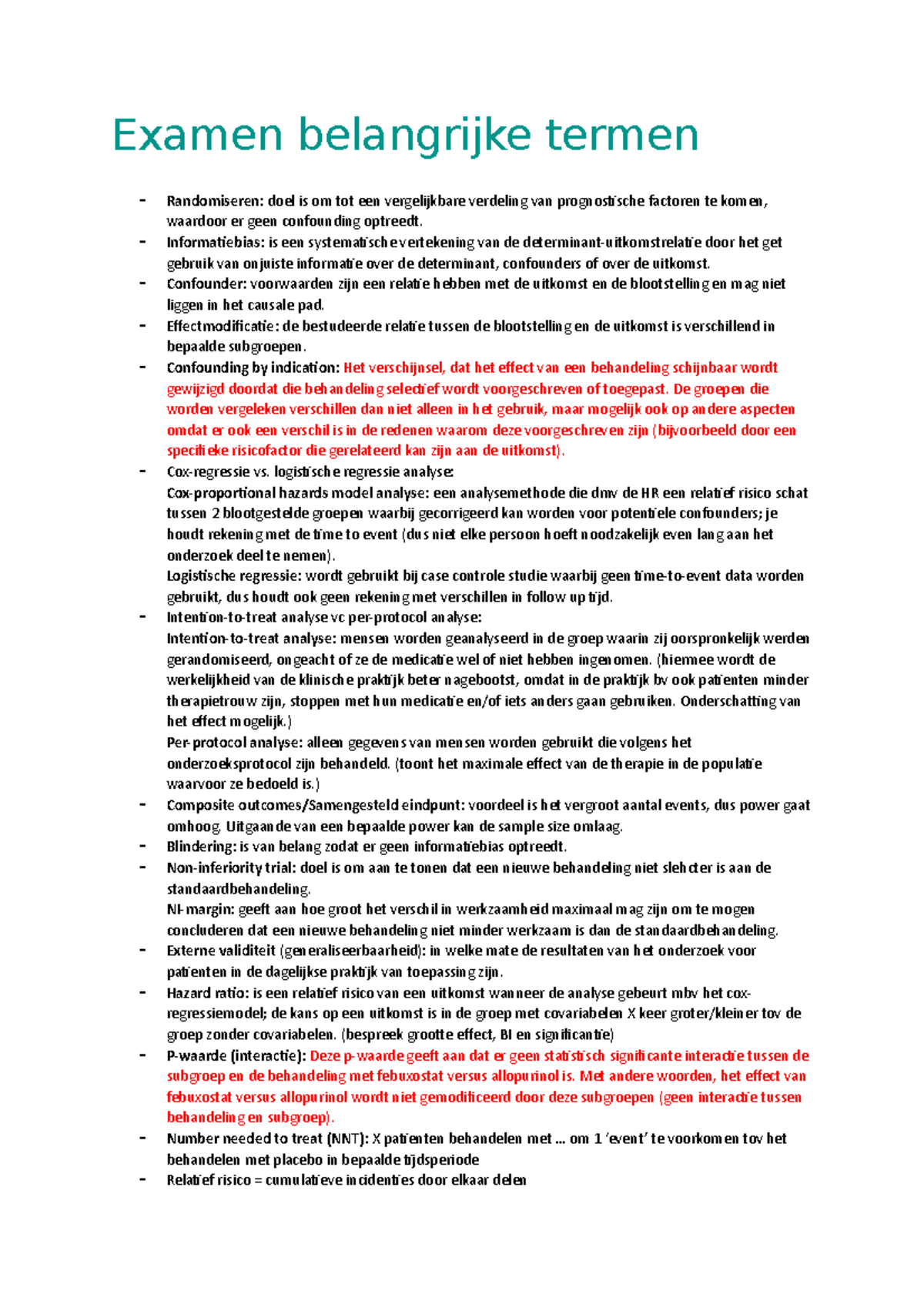 Examen Aantekeningen: Belangrijke Termen en Concepten in Onderzoek ...