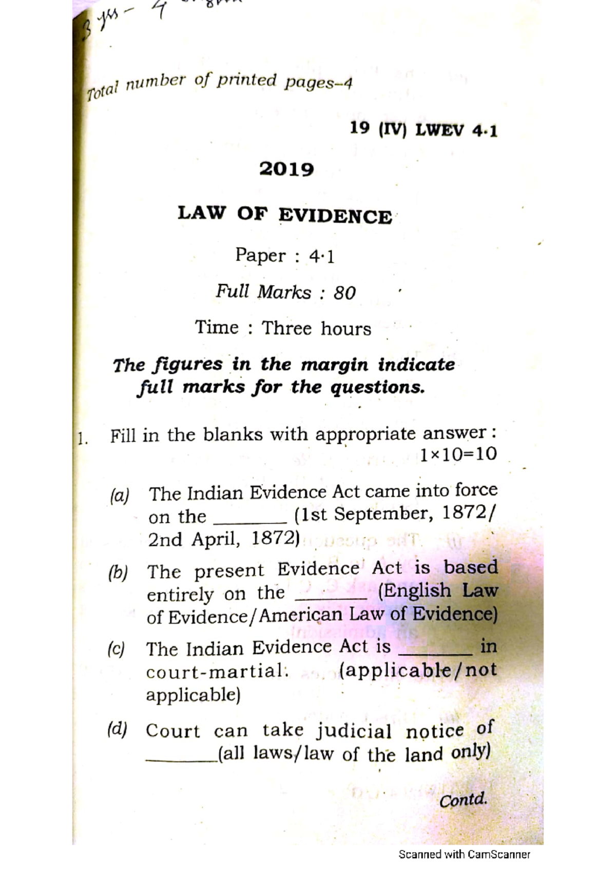 LAW OF EVIDENCE & ADMINISTRATIVE LAW Notes - 4 Sem 2019 - Studocu