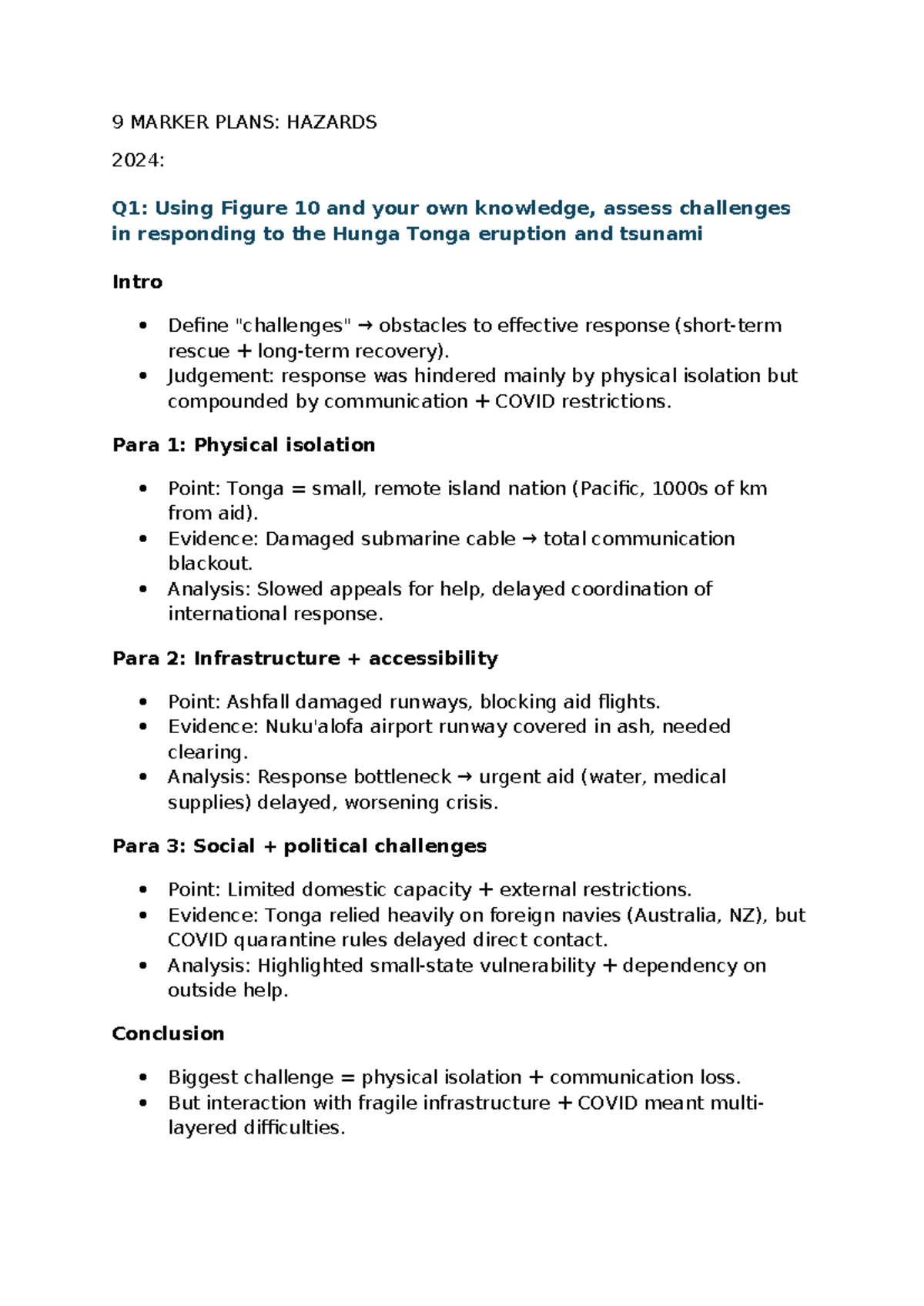 9 MARKER PLANS: HAZARDS 2024 - Assessing Challenges in Disaster ...