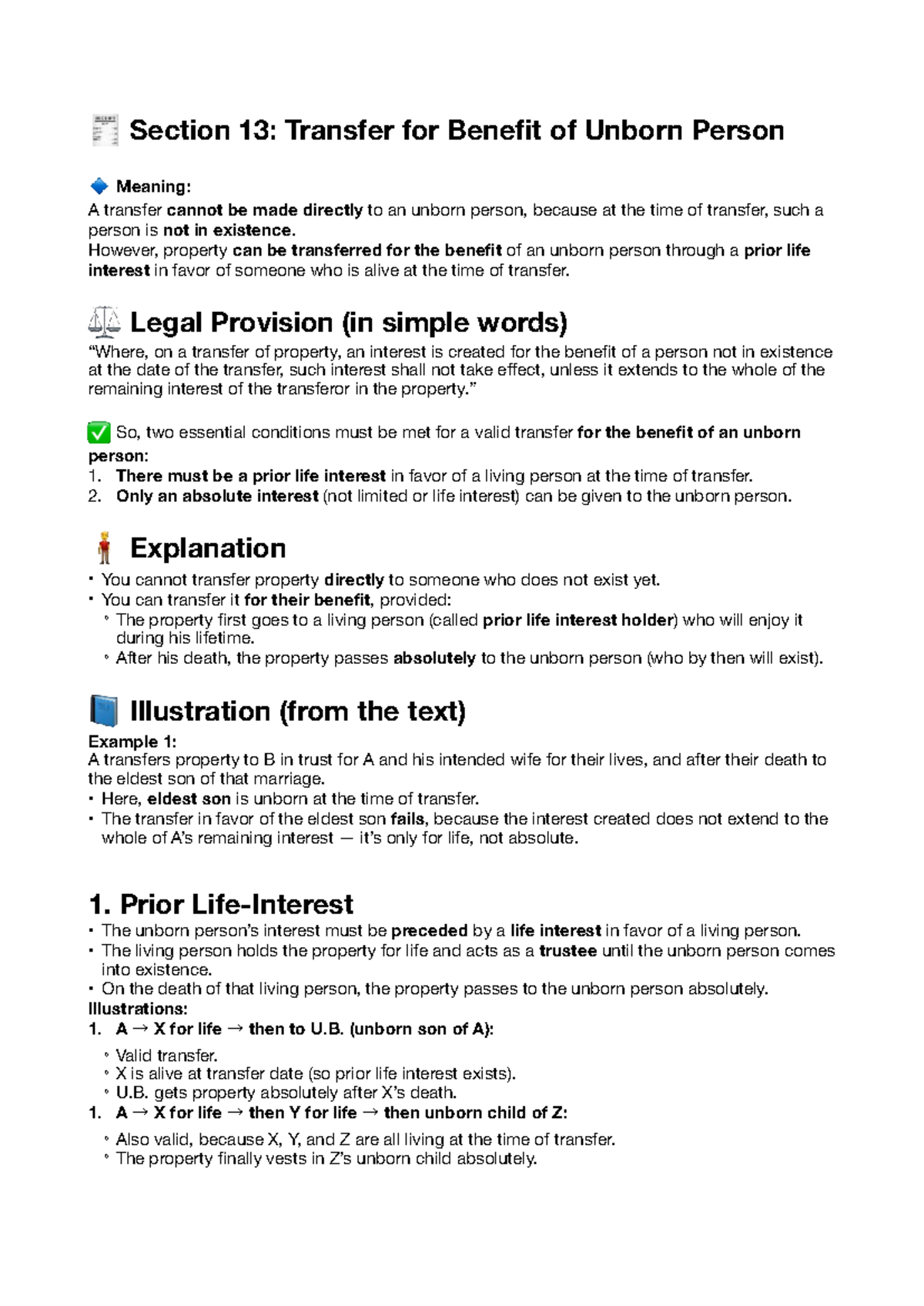Section 13: Legal Aspects of Transfer for Benefit of Unborn Person ...