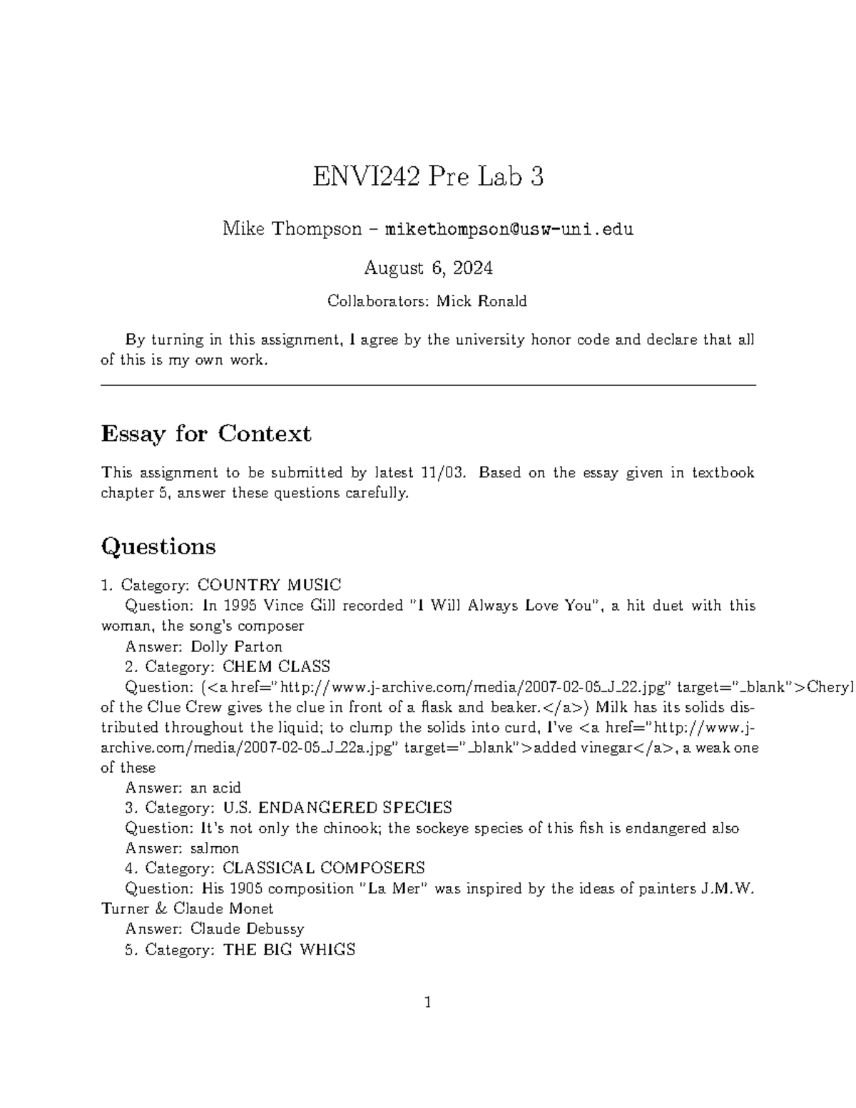 ENVI242 Pre Lab 3 - Energy Principles and Problem-Solving Skills - Studocu