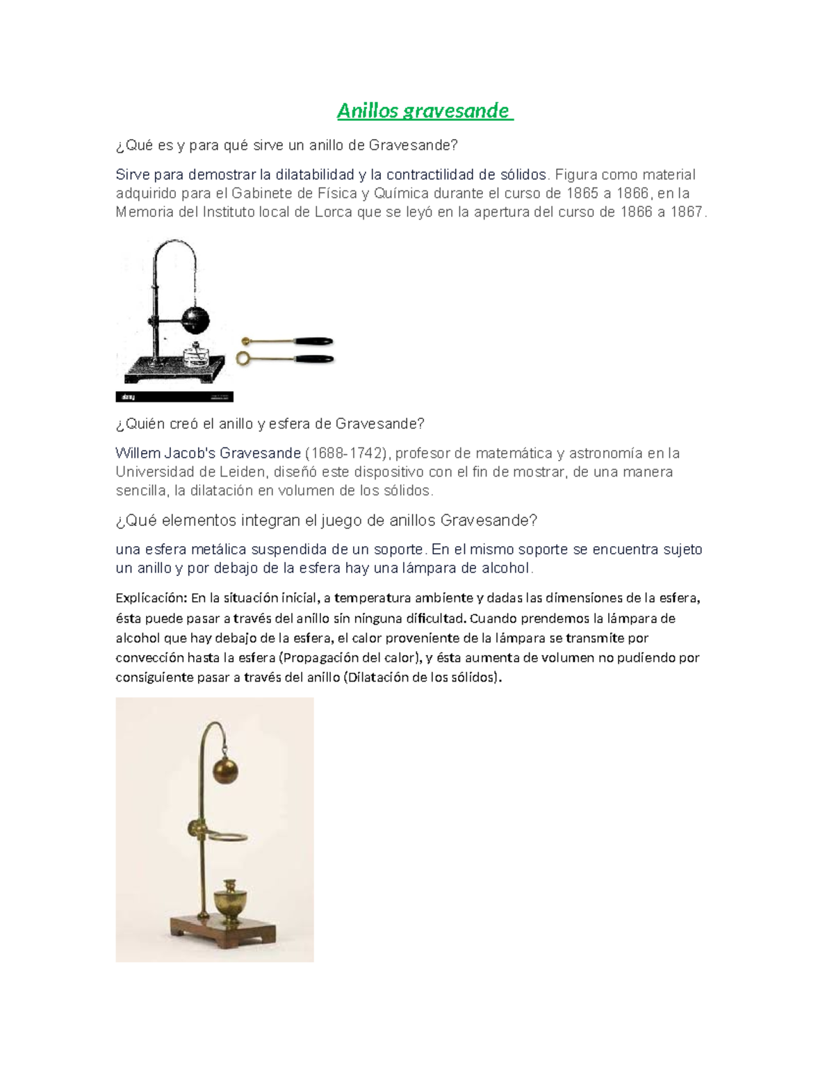 Tarea de CYT: Anillos Gravesande y Pirómetros en Física - Studocu