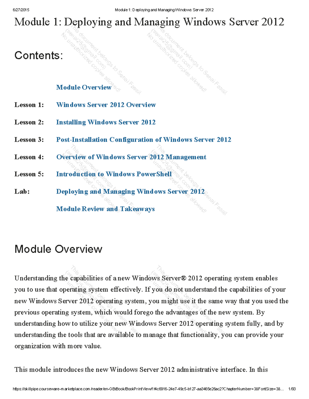Module 1 Deploying and Managing Windows Server 2012 - - Studocu