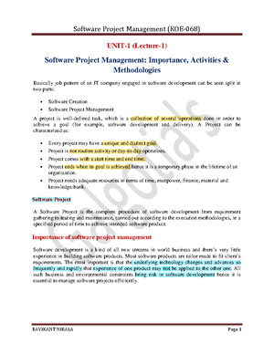 SPM full Notes - UNIT I PROJECT EVALUATION AND PROJECT PLANNING ...