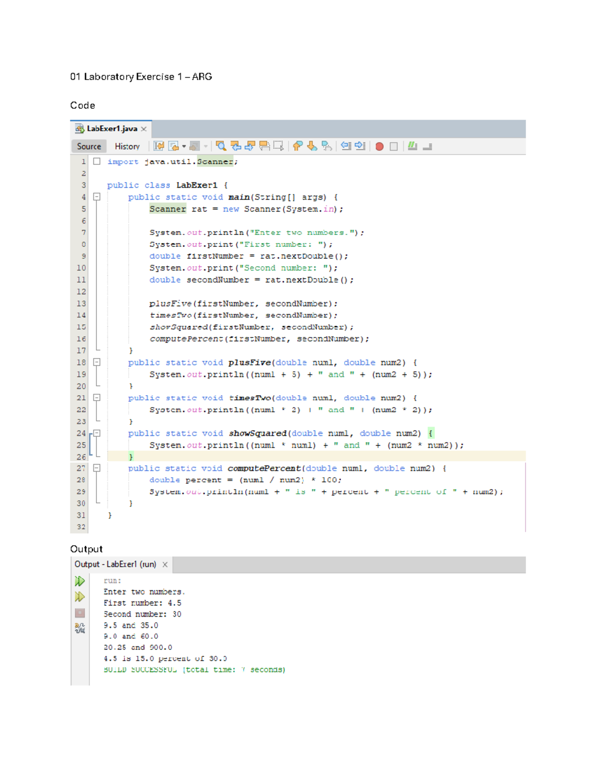 Laboratory Exercise 1 - ARG(OOP) for Java Code LabExer1 - Studocu