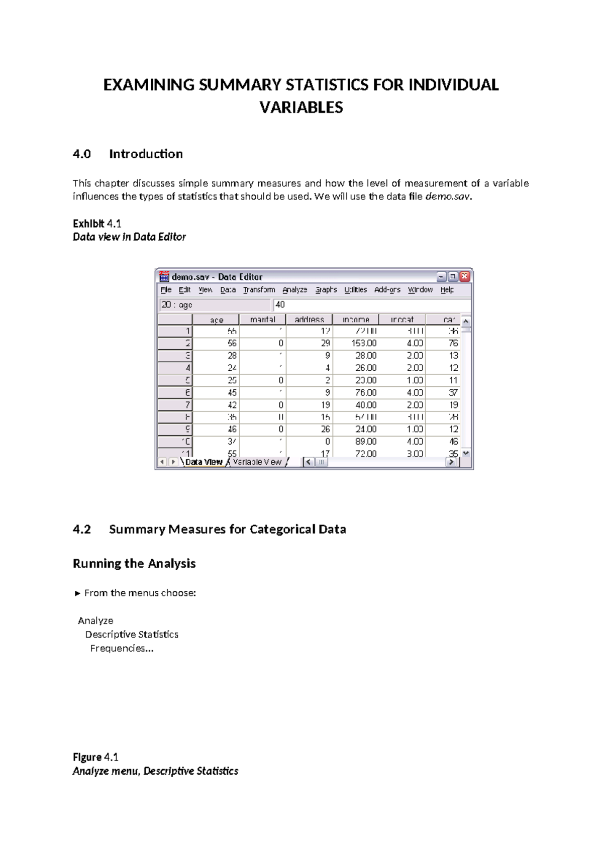 Summary Statistics Using SPSS: Analyzing Individual Variables - Studocu
