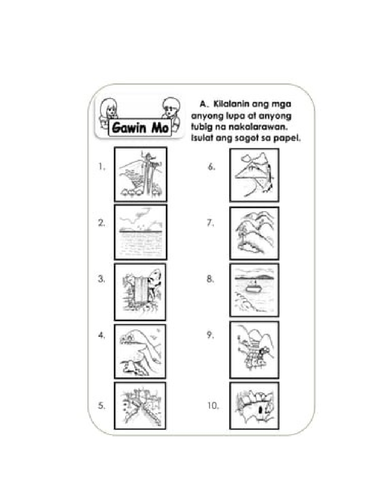 Anyong lupa at anyong tubig - Elementary Education - A. Kilalanin ong ...