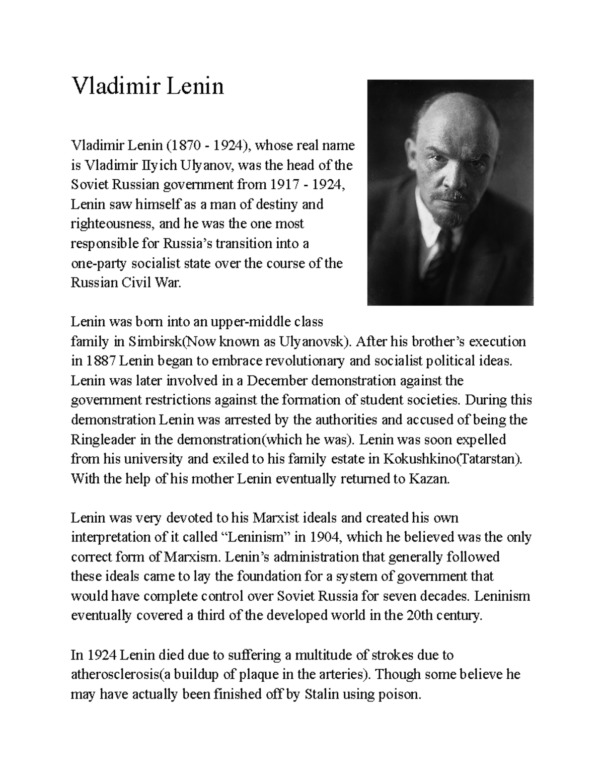 Vladimir Lenin Full Name